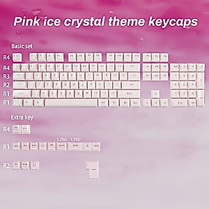 COTAIWA Crystal Keycaps,Ice Crystal Keycap，ABS Jelly Key caps Set for 61 68 104 Mechanical Gaming Keyboard OEM Profile English Layout(Pink)