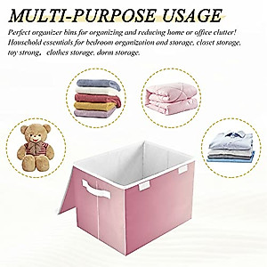 innewgogo Pink Gradient Storage Bins with Lids for Organizing Organizer Containers with Handles Oxford Cloth Storage Cube Box for Clothes
