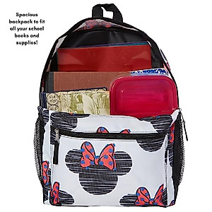 Disney Minnie Mouse Backpack for Kids and Adults, 16 inch, Red and White