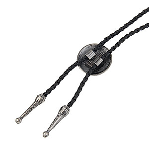 GelConnie Bolo Tie for Men Women Western Cowboy Necklace Mens Bolo Tie Silver Flower Rodeo Leather Necktie Bolo Necklace