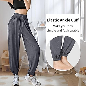 ASIMOON Grey Sweatpants for Women with Pockets Lightweight Loose-Fitting Jogger Pants Drawstring Running Workout Harem Pants