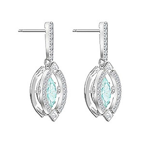 SWAROVSKI Sparkling Dance Women's Dangling Pierced Earrings with Green and White Crystals with a Rhodium Plated Setting