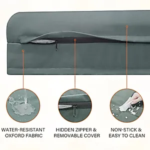 Hygge Hush 100% Waterproof Dog Bed, Washable Dog Bed with Removable Cover and Bolster, Orthopedic Dog Bed with Nonskid Bottom(Grey,42"x30")