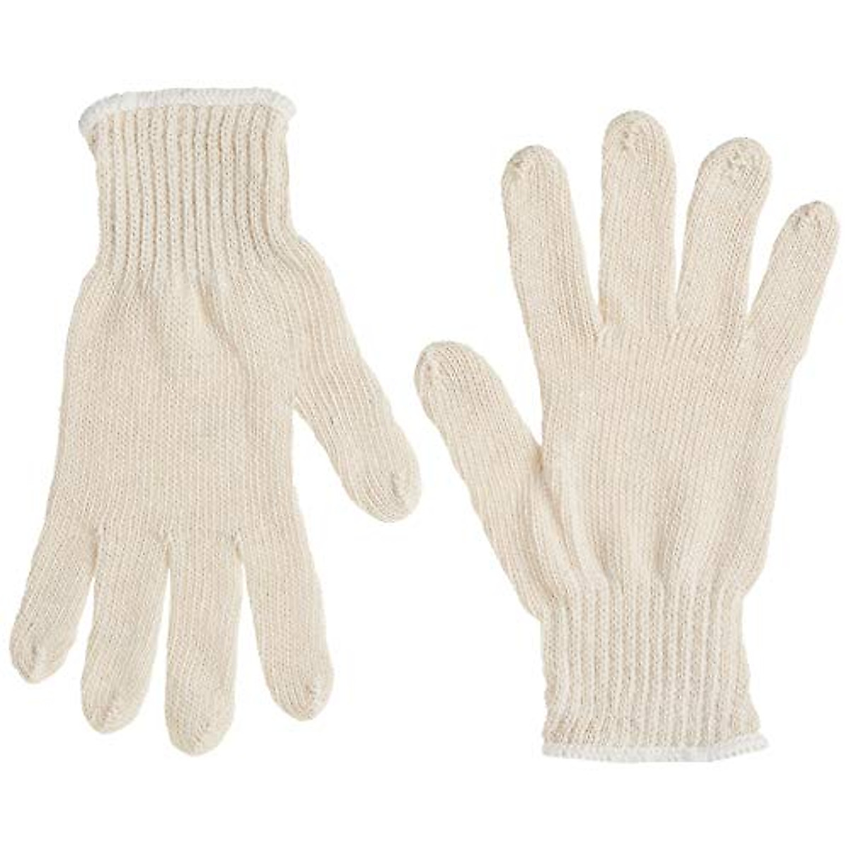 Liberty Glove & Safety K4517Q/L Cotton/Polyester Regular Weight Plain Seamless Knit Glove with Elastic String Knit Wrist, Large, Natural White (Pack of 12)
