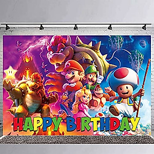 Mario Movie 2023 Backdrop Birthday Banner for Mario Movie 2023 Birthday Party Supplies Mario Movie 2023 Photograph Background Photo Booth 5x3ft