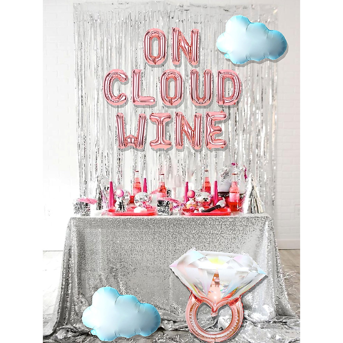 LaVenty Rose Gold On Cloud Wine Bachelorette Decorations Bubbly Bar Banner Mimosa Bar Decorations Vino Bachelorette Party Rose Bridal Shower Decorations