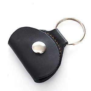 StaiBC Guitar Picks Holder Case Black Leather Keychain Plectrum Cases Bag