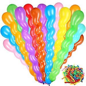 500 Pcs 40 Inches Latex Spiral Balloons Assorted Colors Party Balloons Twisted Long Balloons Colorful Silly Balloons for Boys Girls Playing Birthday Festival Party Decorations Supplies, 9 Colors