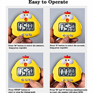 DEAYOU 3-Pack Digital Kitchen Timer, Small Electronic Timers for Cooking, Magnetic Cute Timer Clock with Stand for Kid, Teacher, Senior, Exercise, Study, Baking, Big Digits, Loud Alarm, Count Up Down