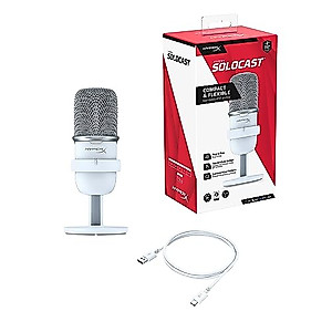HyperX SoloCast – USB Condenser Gaming Microphone, for PC, PS5, PS4, and Mac, Tap-to-Mute Sensor, Cardioid Polar Pattern, Great for Streaming, Podcasts, Twitch, YouTube, Discord - White