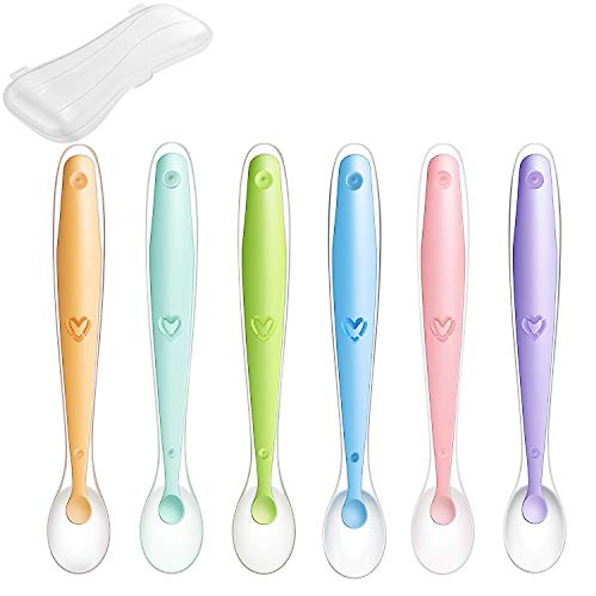 PandaEar Baby Silicone Soft Spoons| Training Feeding for Kids Toddlers Children and Infants| BPA Free 6 Pack| Great Gift Set |Gum-Friendly First Stage