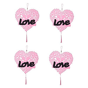 DECHOUS 4pcs Pendant Heart Pendant Romantic Gifts Christmas Decorations Indoor Hanging Felt Heart Ornaments Valentine Party Decoration Heart Banner Streamer Felt Cloth Pink Hanging Decor