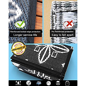 HICOOE Plastic Straw Outdoor Rugs for Patio Clearance 5x7' Waterproof Outside Rug Modern Indoor Area Mats for Deck Rv Porch Beach Trailer Floor Balcony Backyard Camping (Black & White)