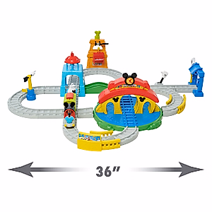 Disney Junior Mickey Mouse Around Town Track Set, 35-piece Remote Control Toy Train, Officially Licensed Kids Toys for Ages 3 Up, Amazon Exclusive