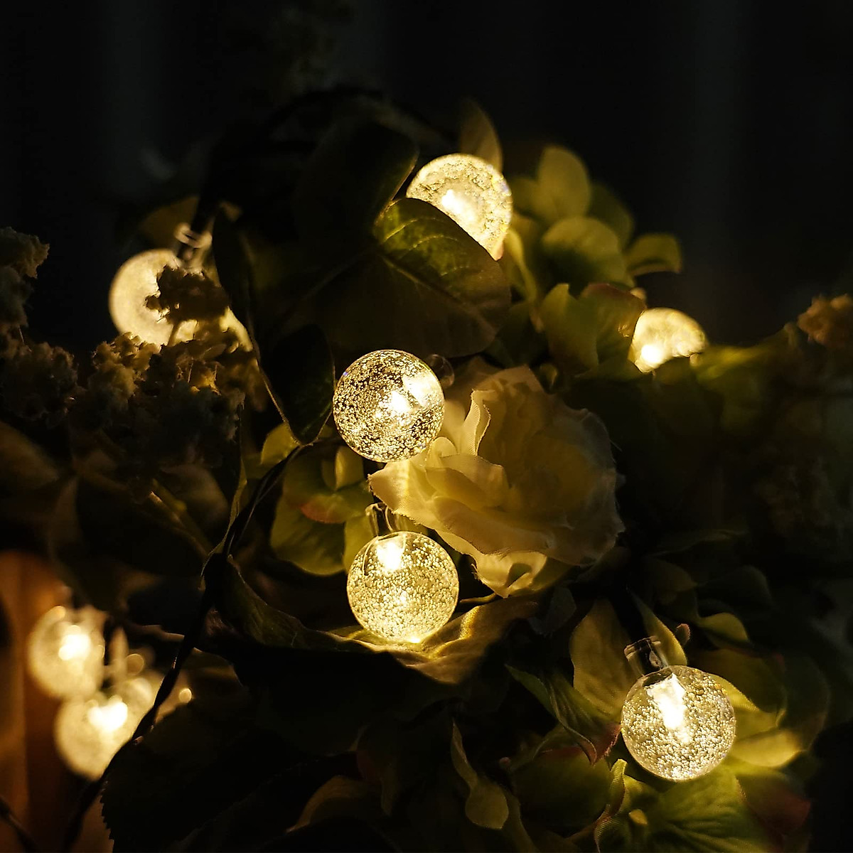 Bexdir Solar String Lights Outdoor, 50 LED Warm White Crystal Globe String Lights 8 Modes, Solar Powered Christmas Lights String for Porch Yard Garden Fence Tree Party Wedding Valentines Day Decor…