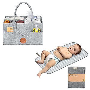 KeaBabies Baby Diaper Caddy Organizer and Portable Diaper Changing Pad - Large Baby Organizer - Waterproof Foldable Baby Changing Mat - Diaper Organizer For Changing Table - Travel Diaper Change Mat