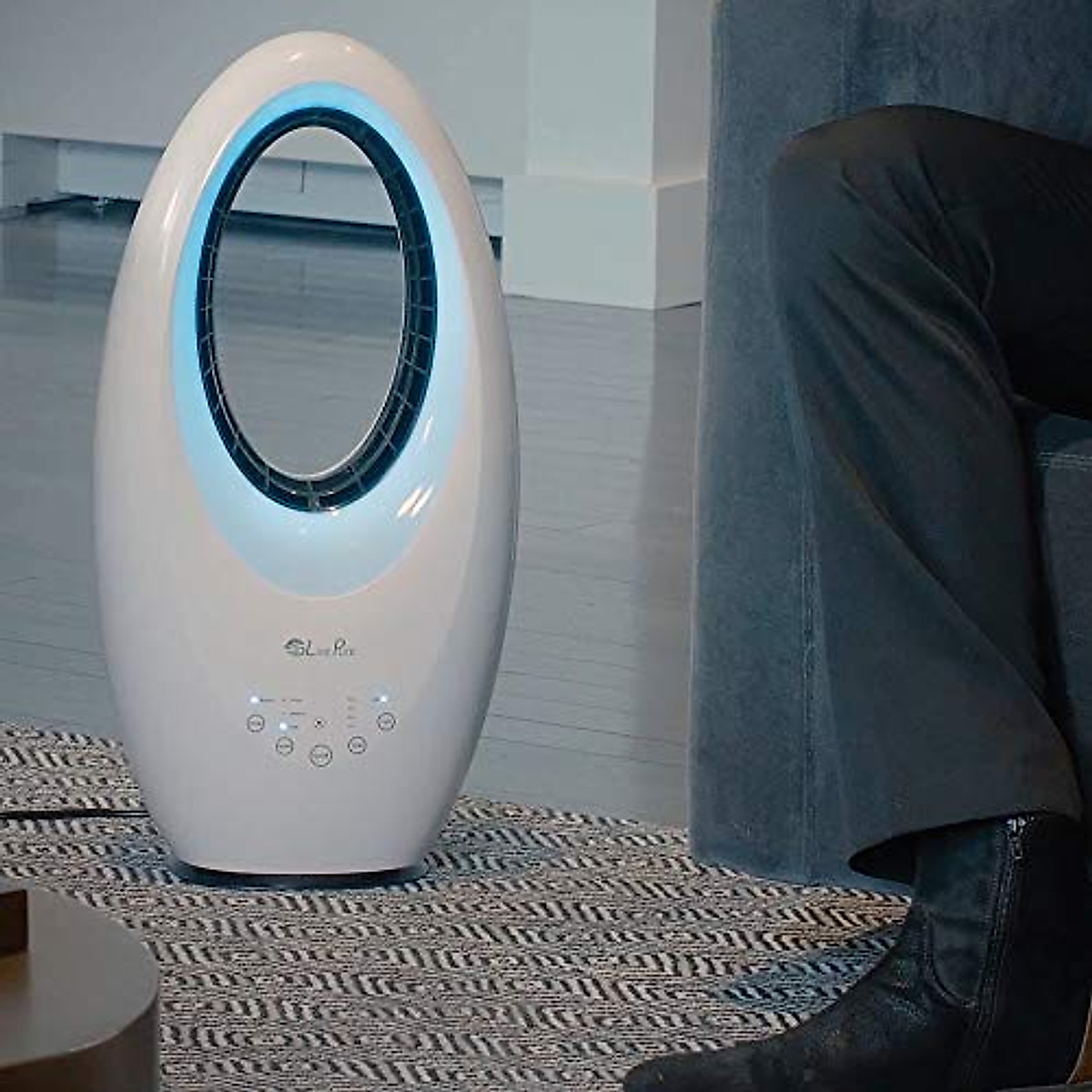 LivePure Bladeless Auto-Duster, Oscillating Fan w/Filter, Air Circulator, 11.5 x 22.44 x 6.73 in, White