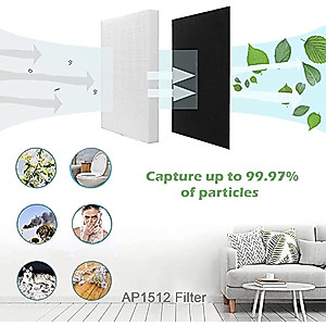 Goodsby 2 Pack Replacement H13 True HEPA Filters Pack for Coway Air Purifier AP1512HH AP-1512HH-FP AP-1518R AP-1519P and Airmega 200M, 2x True HEPA Filters and 8x Activated Carbon Pre Filters #3304899