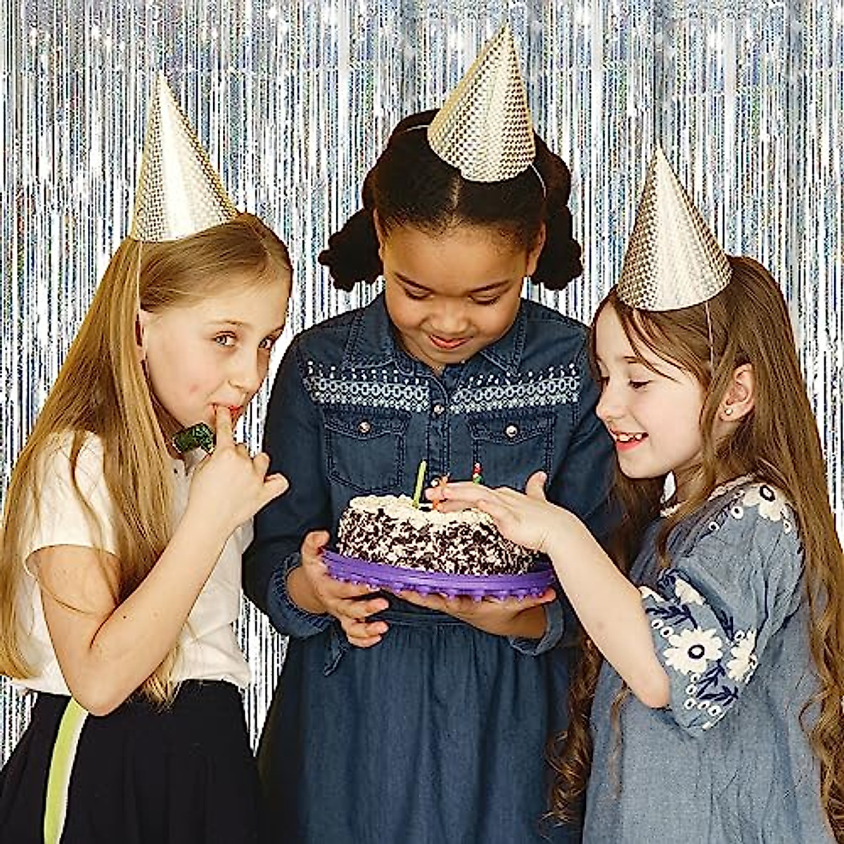 10 Pack Silver Backdrop Curtain 3.2ft x 8.2ft Metallic Tinsel Foil Fringe Curtains Photo Booth Background for Birthday Party Decoration Baby Shower Engagement Wedding Christmas Decoration (Silver)