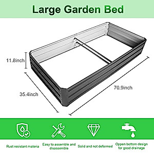 Thanaddo Raised Garden Bed 6x3x1 ft Outdoor Planter Box with Injury-Proof Edge and Free Gloves Galvanized Metal Garden Bed Kit for Vegetables, Flowers, Herbs and Succulents, Grey