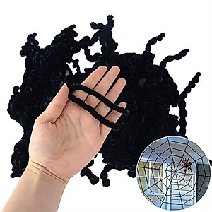4 feet Black Spiderweb Spider Webs Halloween Decorations Large 5ft end-to-end Halloween Black Spider Web Plush Spiderweb Decor Spiders Halloween Decorations