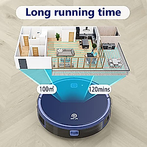 OKP K7 Robot Vacuum Cleaner, Strong Suction, 120Mins Runtime Robotic Vacuums, 4 Cleaning Modes, Works with Alexa/APP/WiFi, Automatic Vacuum Cleaner Robot for Hard Wood Floors and Low Pile Carpets
