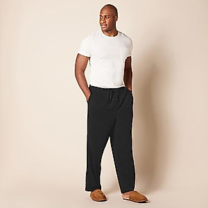 Amazon Essentials Men's Cotton Knit Pajama Pant, Black, Large