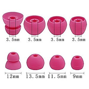 ALXCD Ear Tip for Tour2 Beats Tour Earphone, 8 Pair SML & Double Flange Durable Soft Silicone Replacement Ear Bud Eartip, Fit for Beats Tour Tour 2 Earphone [8 Pair](Pink)