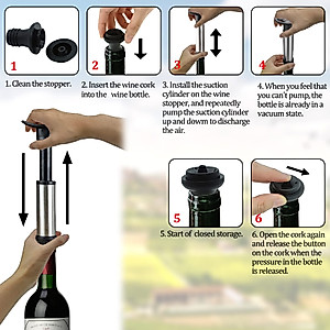 Wine Saver Vacuum Stoppers (15 Pieces), Improved type Resealable Wine Pump Vacuum Stoppers effectively, Maintain The Fresh Flavor of Wine, Suitable for Most Wine Pumps (Black)