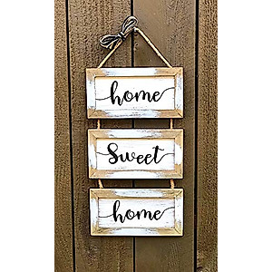 Home Sign For Wall Front Door Indoor Outdoor Country Rustic Primitive Decor Art 20" x 9" (Home Sweet Home)