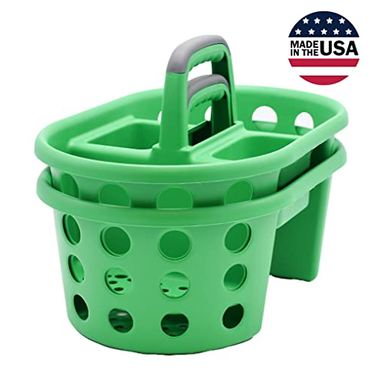 SIMPLYKLEEN Shower Caddy with Handle 2-Pack Plastic Bathroom Storage Organizer, Green Made in the USA