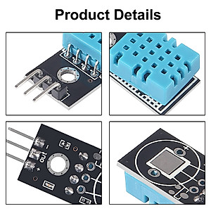 6pcs DHT11 Temperature Humidity Sensor Module Digital Temperature Humidity Sensor 3.3V-5V with Wires, Humidity Measure Range 20%-95% Temperature Measure Range 0-50℃