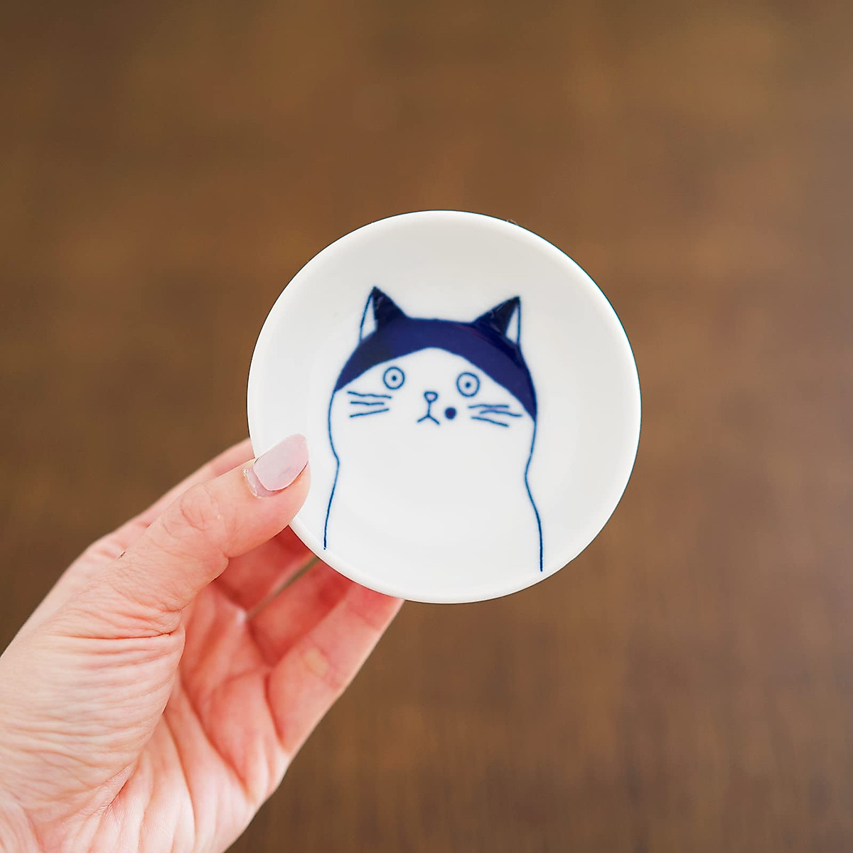 LOVE LOVE JAPAN Japanese Cat Ceramic Small Plates - Set of 5 - Great Gift for Cat Lovers, 5 Cats 3.5in