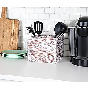 Mind Reader One Tabletop Caddy, Rustic Style, Wood, Brown Utensil Organizer, Size