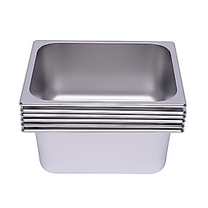 LOYALHEARTDY 6 Pack Hotel Pans 6" Deep Steam Table Pan 1/2 Half Size 13" L x 10.2" W Commercial Hotel Pan Stainless Steel Catering Food Pan