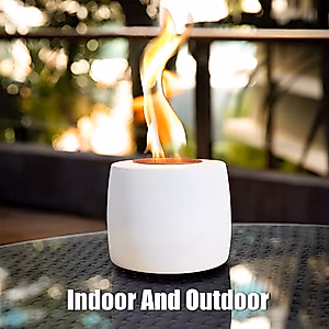 OLIVITTE - Tabletop Fire Pit, White Concrete Portable Marshmallow Roaster