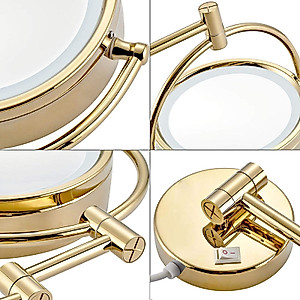 FQYYDD Illuminated Makeup Mirror 10X Magnifying Makeup Mirror With Led Light Bathroom Wall Mirror