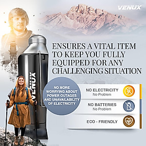 VENUX Portable Solar Water Heater Kettle - Sun Powered Flask for Camping, Hunting & Home Use - Boils Water for Safe Drinking Emergency Use Eco-Friendly Gas/Electricity-Free 1000 ML