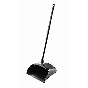 Rubbermaid Commercial Products Dustpan with Long Handle, Plastic, Black, Compatible with Any Broom for Lobby/Restaurant/Office/Home/Dog Pooper Scooper