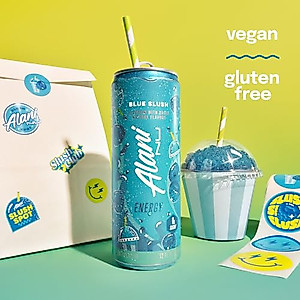 Alani Nu BLUE SLUSH Sugar Free, Low Calorie Energy Drinks | 200mg Caffeine | Biotin B Vitamins | Zero Sugar | 10 Calories | 12 Fl Oz Cans | 12 Pack