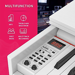 LAGRIMA LAG-900 88 Key Digital Piano Full Size Electric Keyboard w/Music Stand+Power Adapter+3-Pedal Board+Instruction Book+Headphone Jack for Beginner/Adults, White (Piano Only)