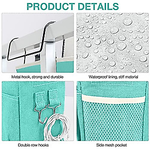 Ndeno Bedside Caddy Storage Bag Hanging Pocket Organizer for Bunk and Hospital Beds Crib,Dorm Rooms Bed Rails for Remotes Mobile Phone Keys, Glasses, Books (Tiffany Blue)