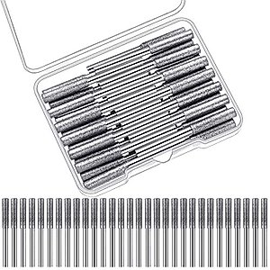 Honoson 30 Pieces Chainsaw Sharpener Stone Burr Grinding Stone File with a Storage Box, Polishing Grinding Tool Grinding Bits, 5/32 Inch/ 4 mm (Silver)