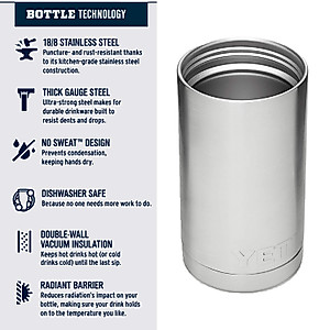 YETI Rambler 12 oz Bottle, Stainless Steel, Vacuum Insulated, with Hot Shot Cap, Seafoam