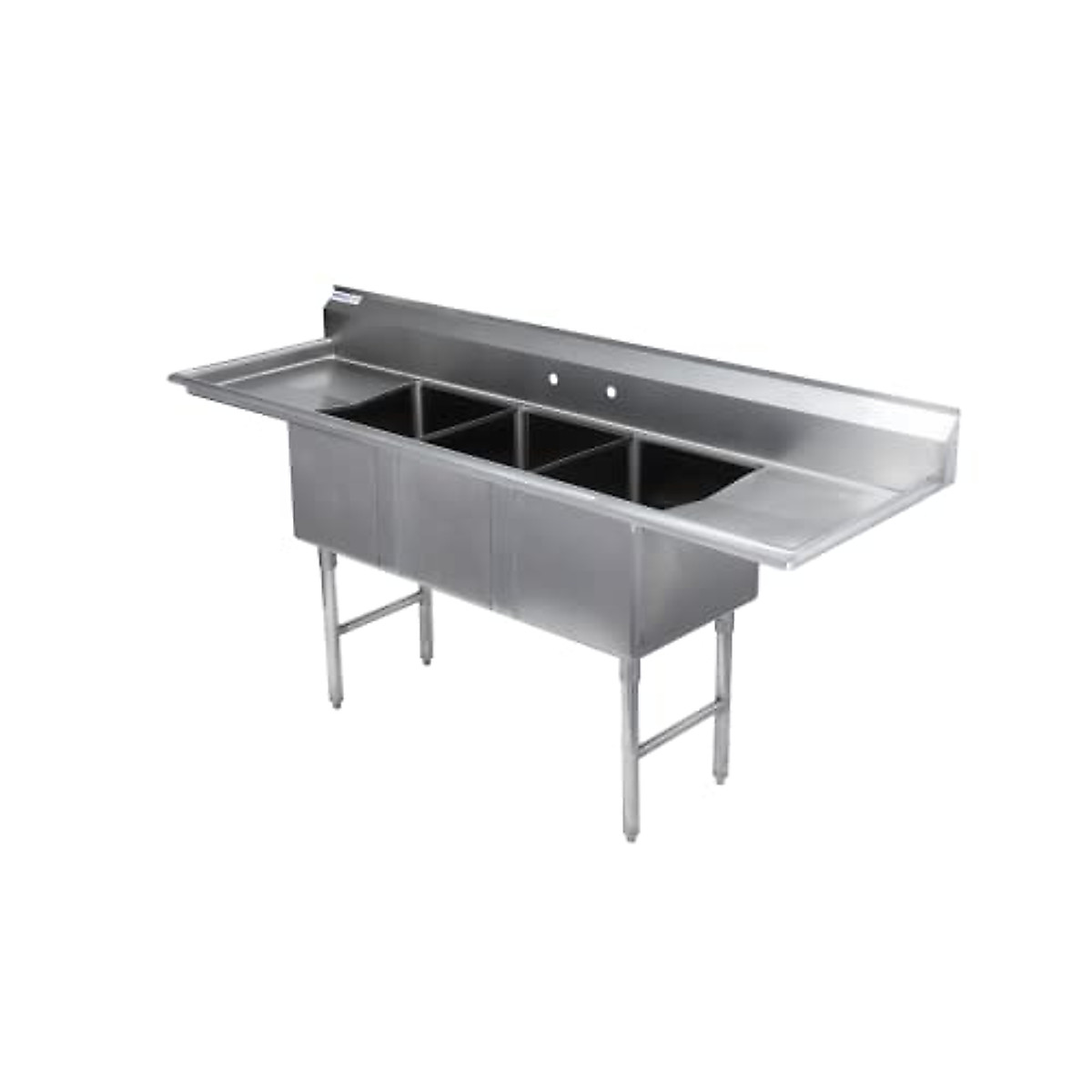 Kratos 29N-003 - Commercial NSF 3 Compartment Sink - 18"Wx18"Lx12"H Bowl Size - (2) 18" Drain Boards