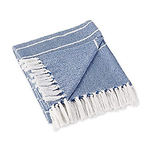 DII Rustic Farmhouse Thin Stripe Woven Throw, 50x60, French Blue