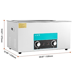 Mophorn 22L Ultrasonic Cleaner 304 Stainless Steel Professional Knob Control Ultrasonic Cleaners with HeaterTimer for Jewelry Watch Glasses Circuit Board Dentures Small Parts Dental Instrument