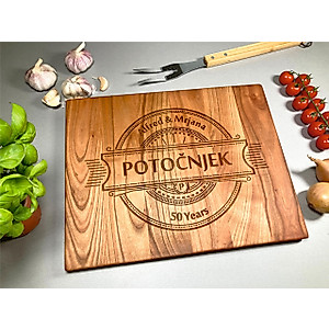 Algis Crafts | Personalized Chopping Board - MONOGRAM with Family name & date | Custom Cutting Board | Housewarming Gifts, Birthday, Anniversary Gift | Laser Engraved Wooden Cutting Board
