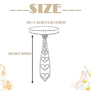 ELABEST Sparkly Rhinestone Necklace Silver Tie Gothic Diamond Choker Crystal Tennis Chain Wedding Bridal Bridesmaid Jewelry for Women (HEART)