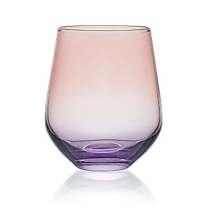 Mikasa Chroma Set of 4 Stemless Wine Glasses, 13 Ounce, Rainbow